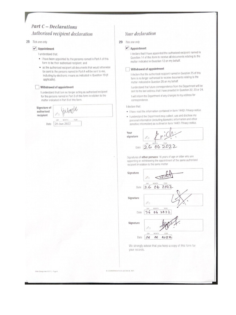 Part C Declaration | PDF