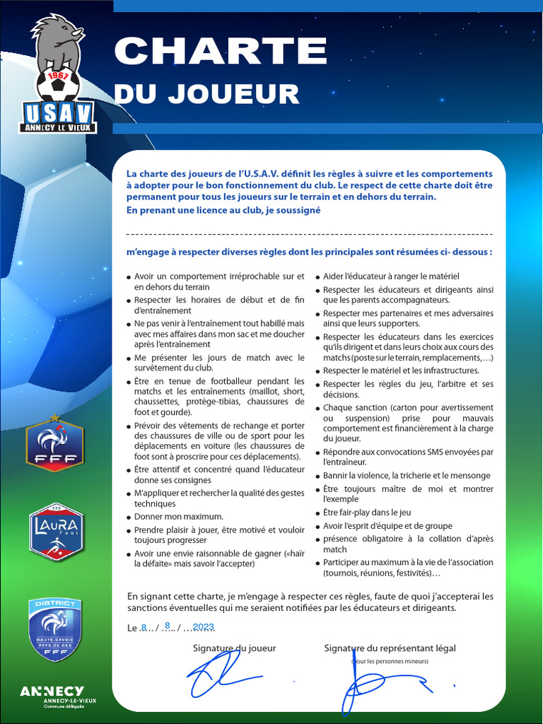 Document 7 - CHARTE JOUEUR | Descargar gratis PDF | Football | Des sports