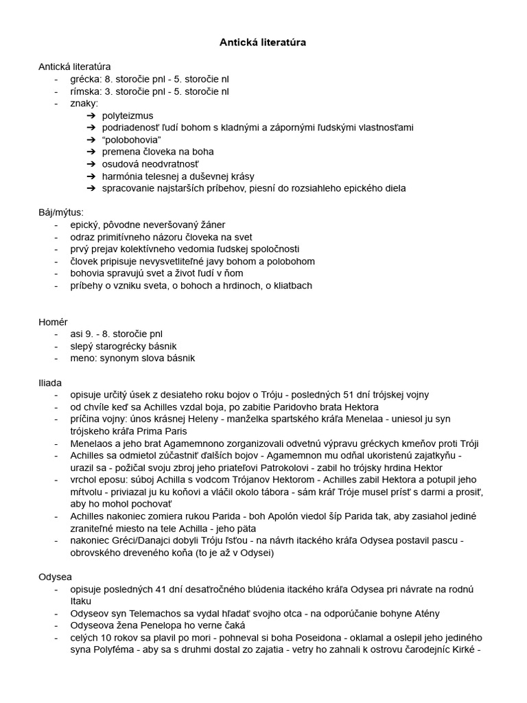 Antická Literatúra | PDF