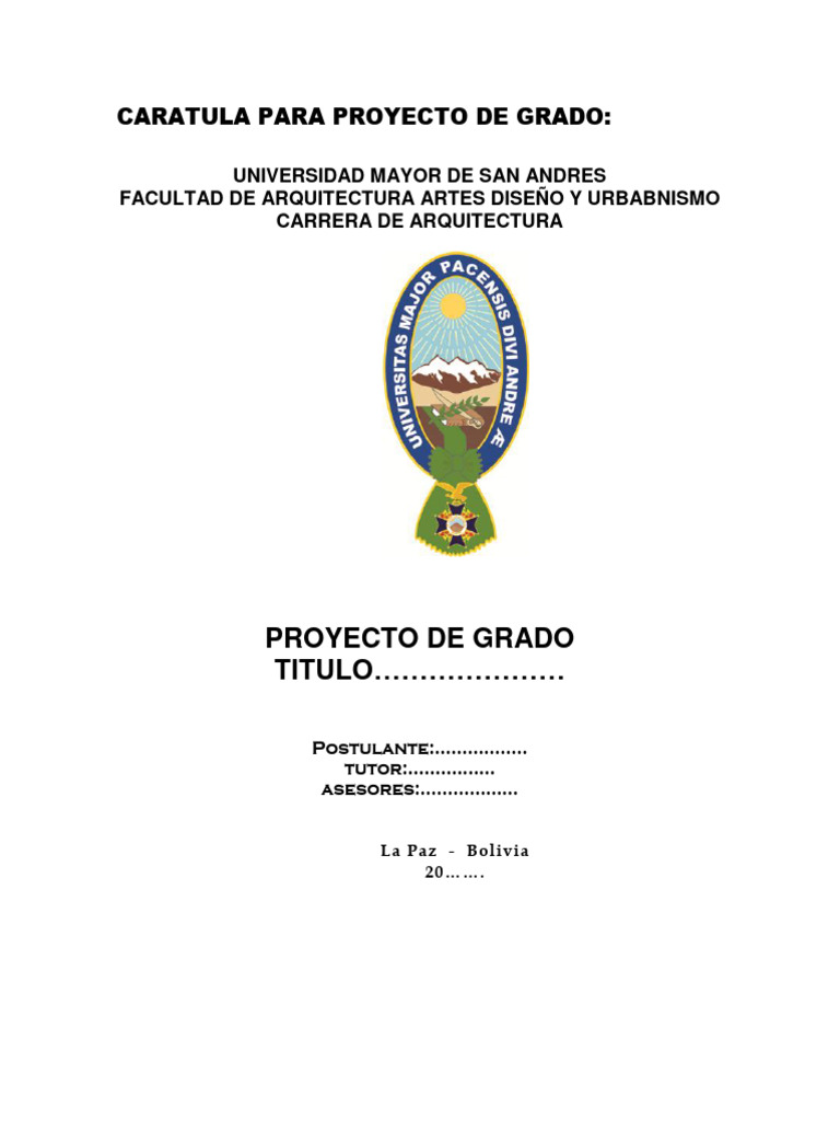 Caratula para Proyecto de Grado | PDF