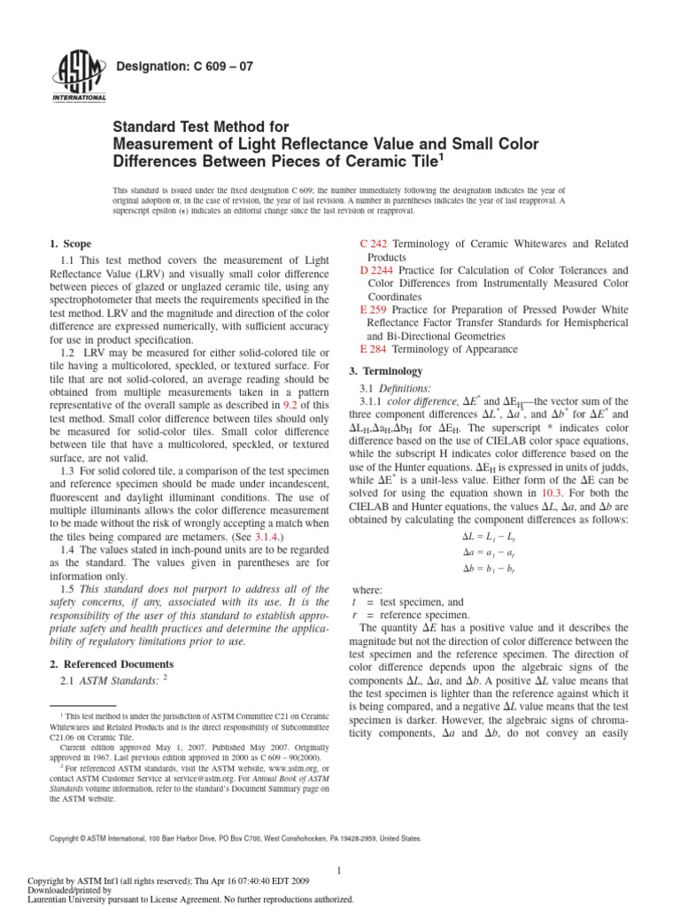 Astm C609 | PDF | Color | Cartesian Coordinate System