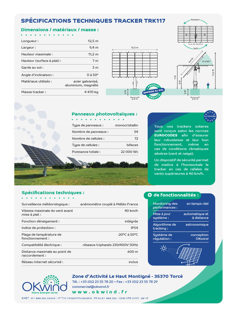 Tracker Solaire TRK117 : Spécifications Techniques | PDF