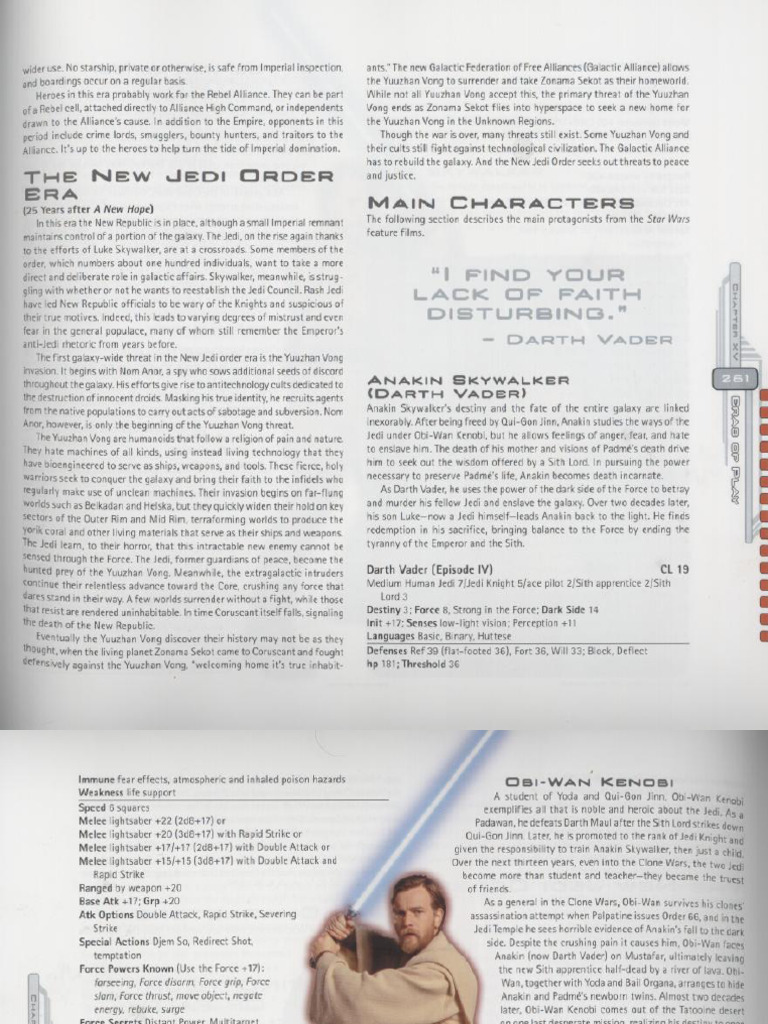 SW Saga Edition Main and Side Characters From The Movies | PDF