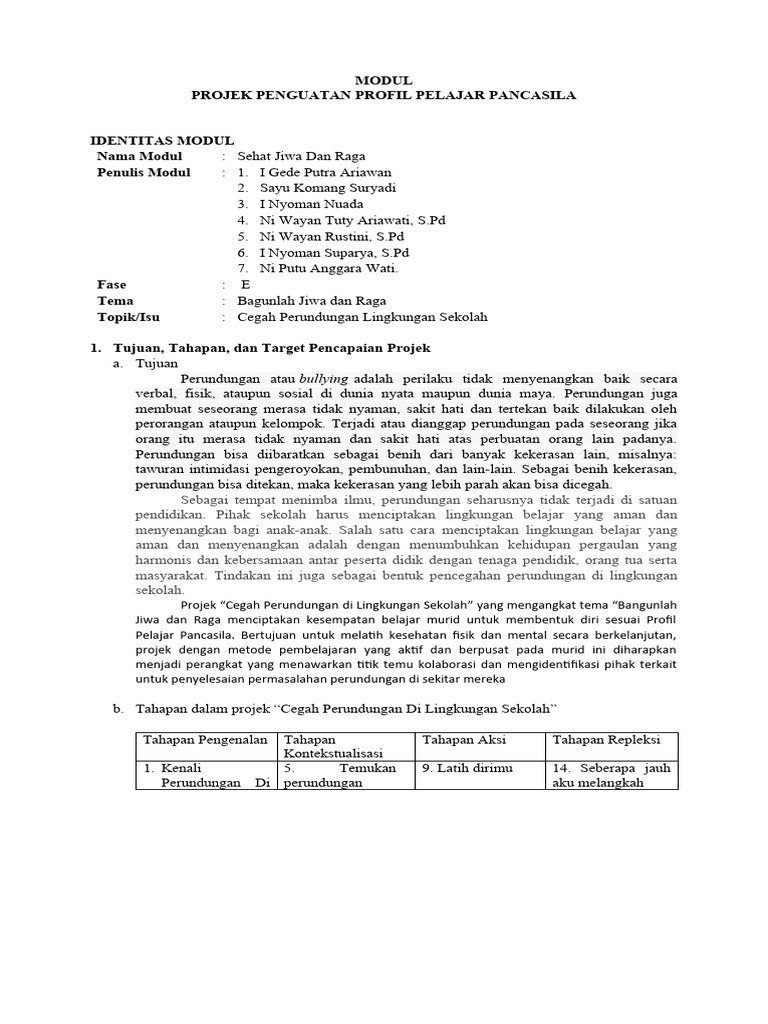 MODUL Bangunlah Jiwa Dan Raga Kelas X | PDF