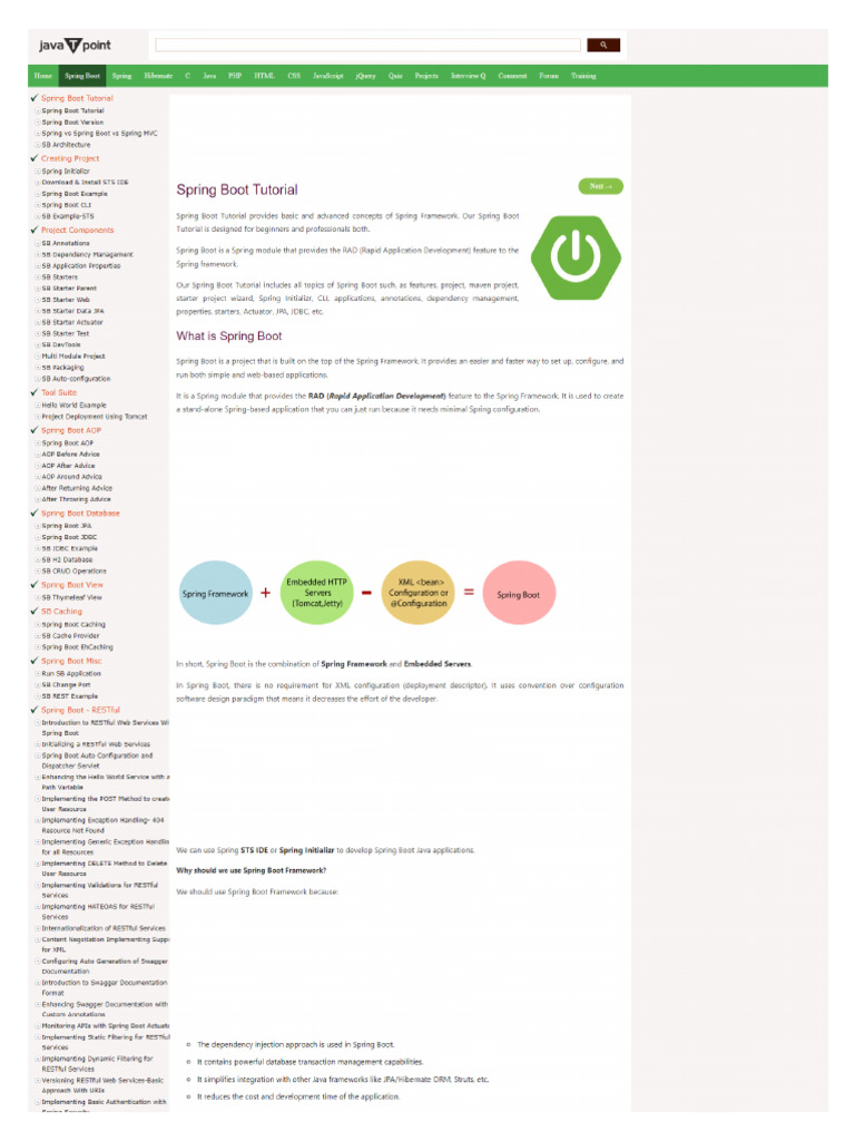 Javatpoint Spring Boot Tutorial 2023 08 09 02 - 19 - 21 | PDF