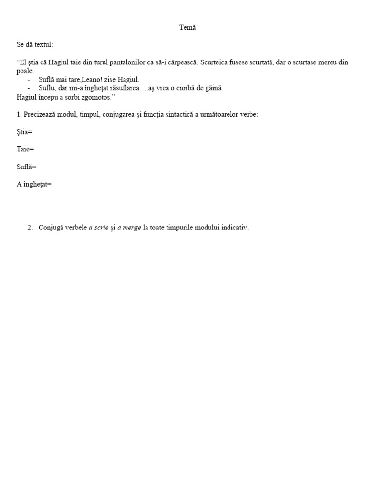 Tema Cls 6 Verb I | PDF