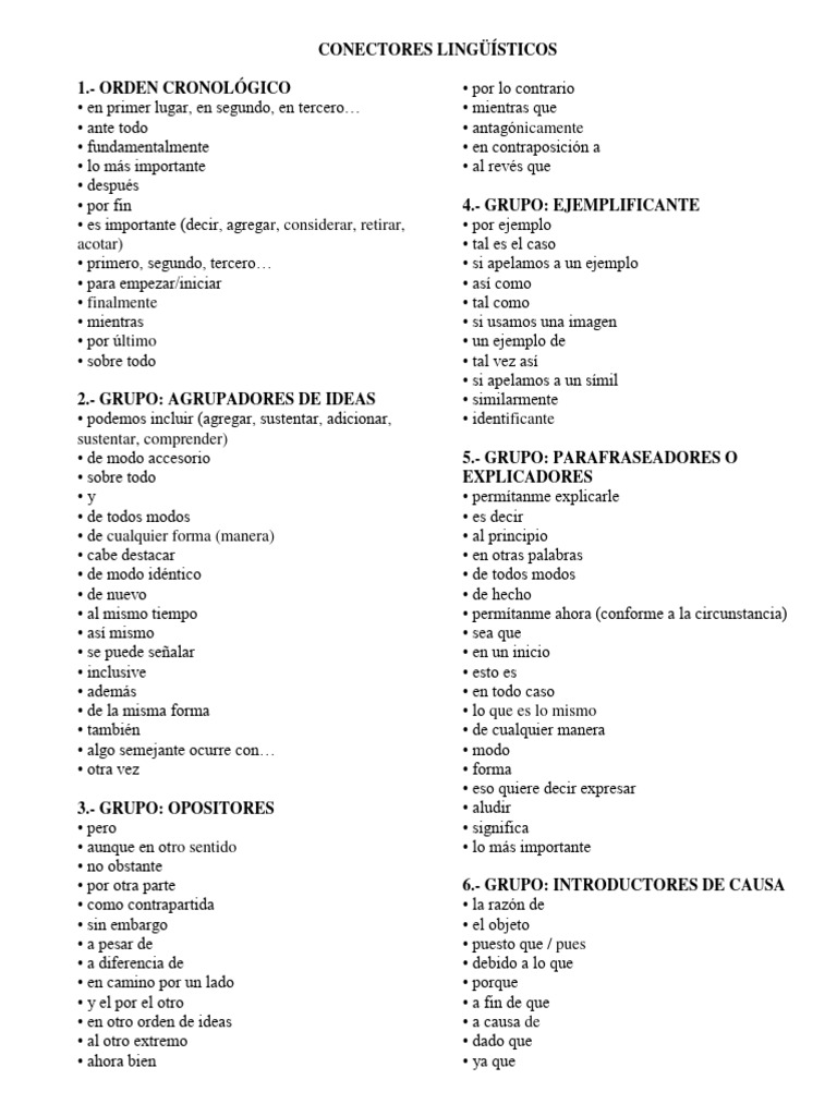Conectores Lingüísticos | PDF