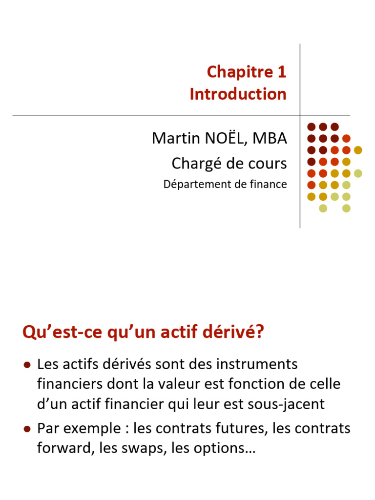 Introduction aux actifs dérivés | PDF