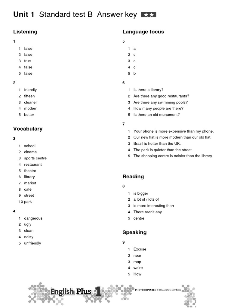Unit 1 Test B Answers PDF