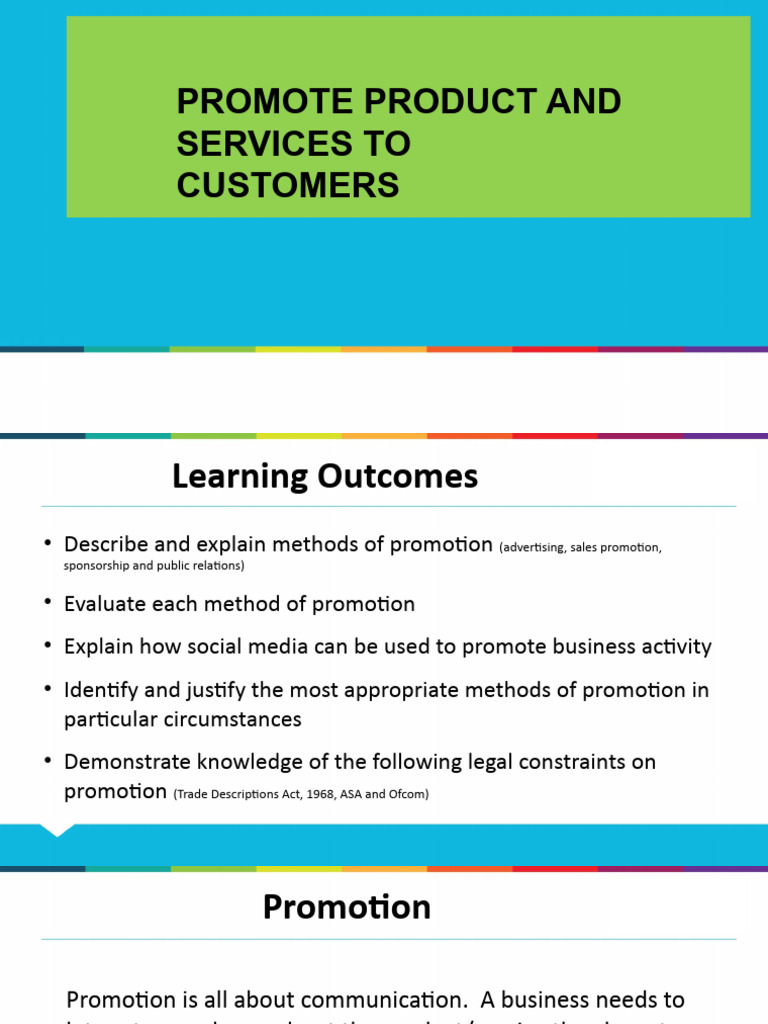 Promote Product and Services - Marketing | PDF | Advertising | Sales