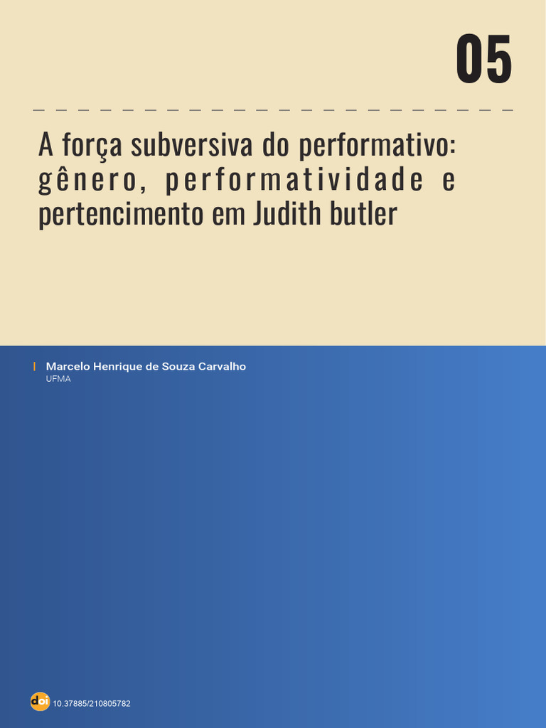 A Força Subversiva Do Performativo Genero Performatividade e ...