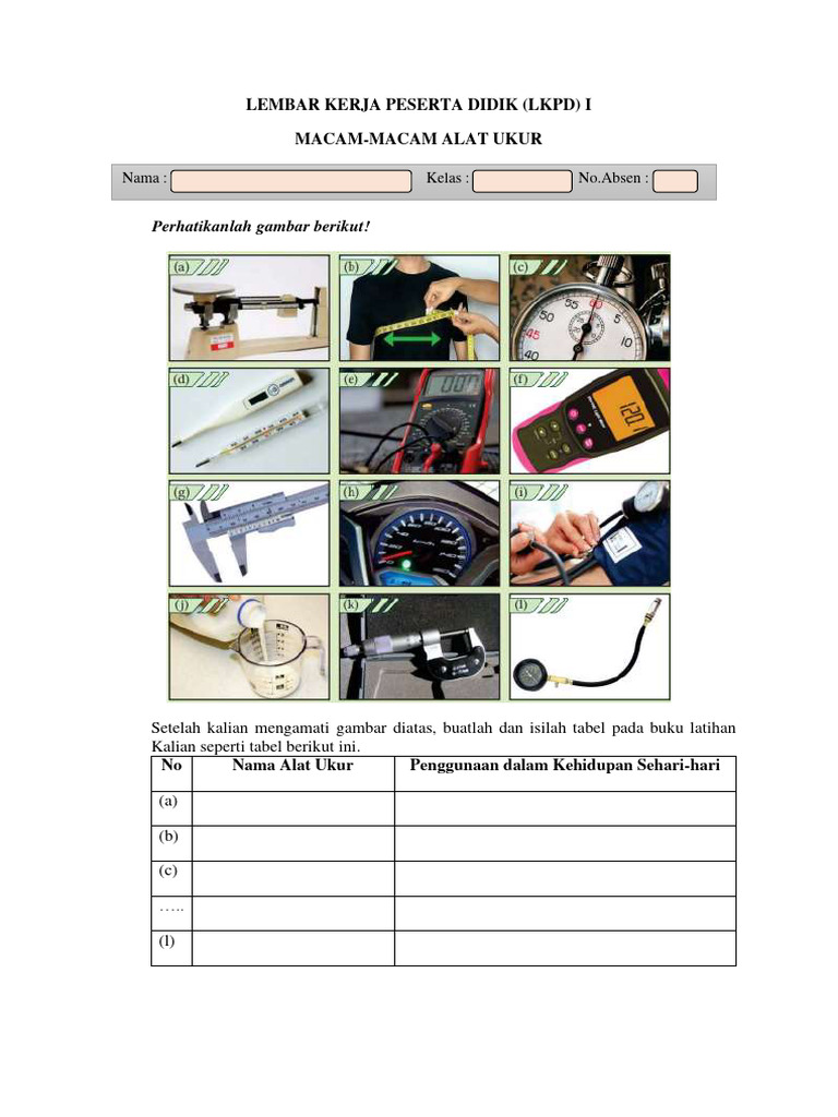 LKPD Mengenal Alat Ukur Dan Besaran | PDF