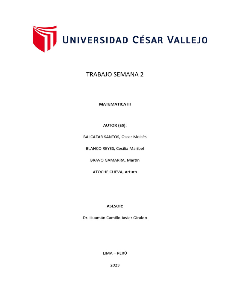 Matematica 3 Ejercicios Semana 2 Grupo 2 | PDF