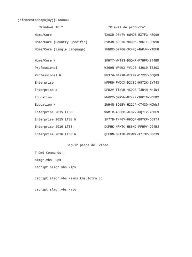 Windows 10 Sistema de Activacion Por Comandos | PDF | Computers | Technology & Engineering
