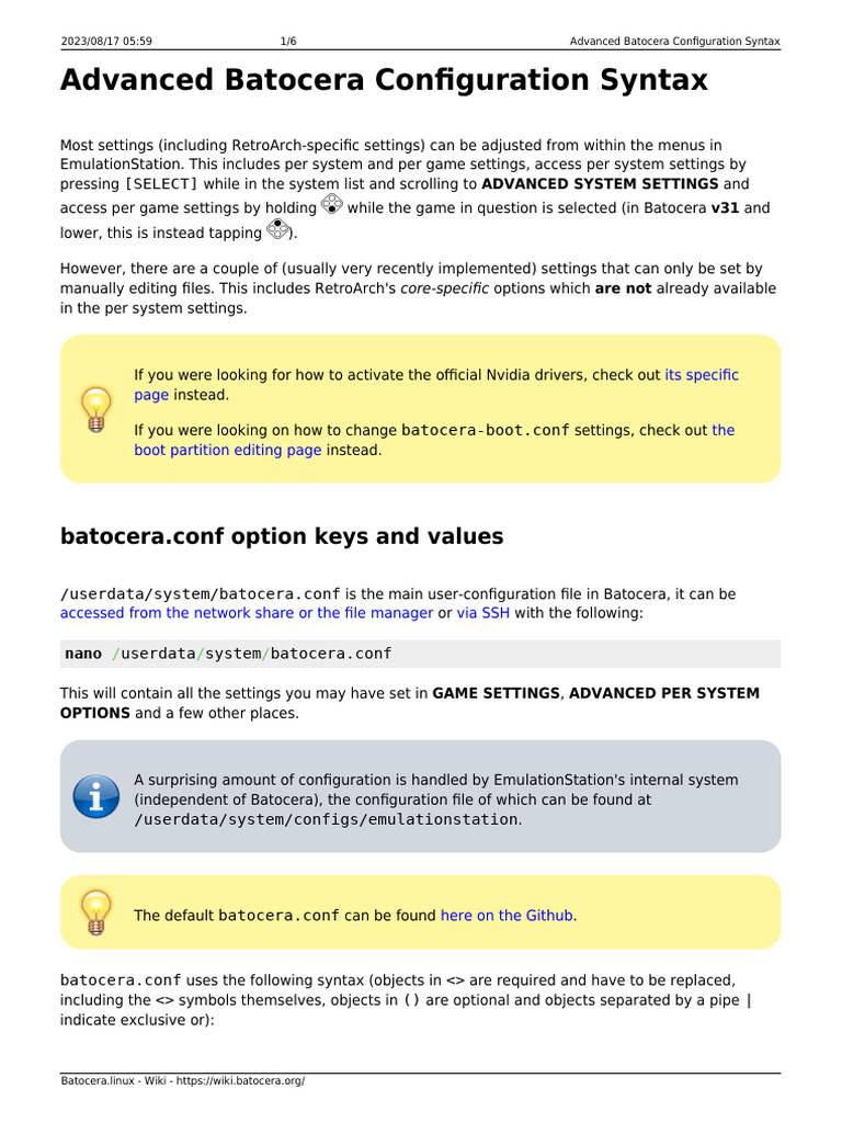 Advanced Batocera Configuration Syntax | PDF | Computer Architecture | Computer Science
