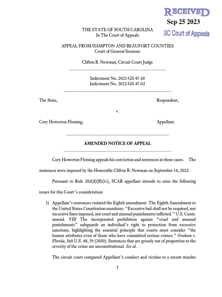 Cory Fleming Appeal of State Sentence & Conviction | PDF | Eighth ...