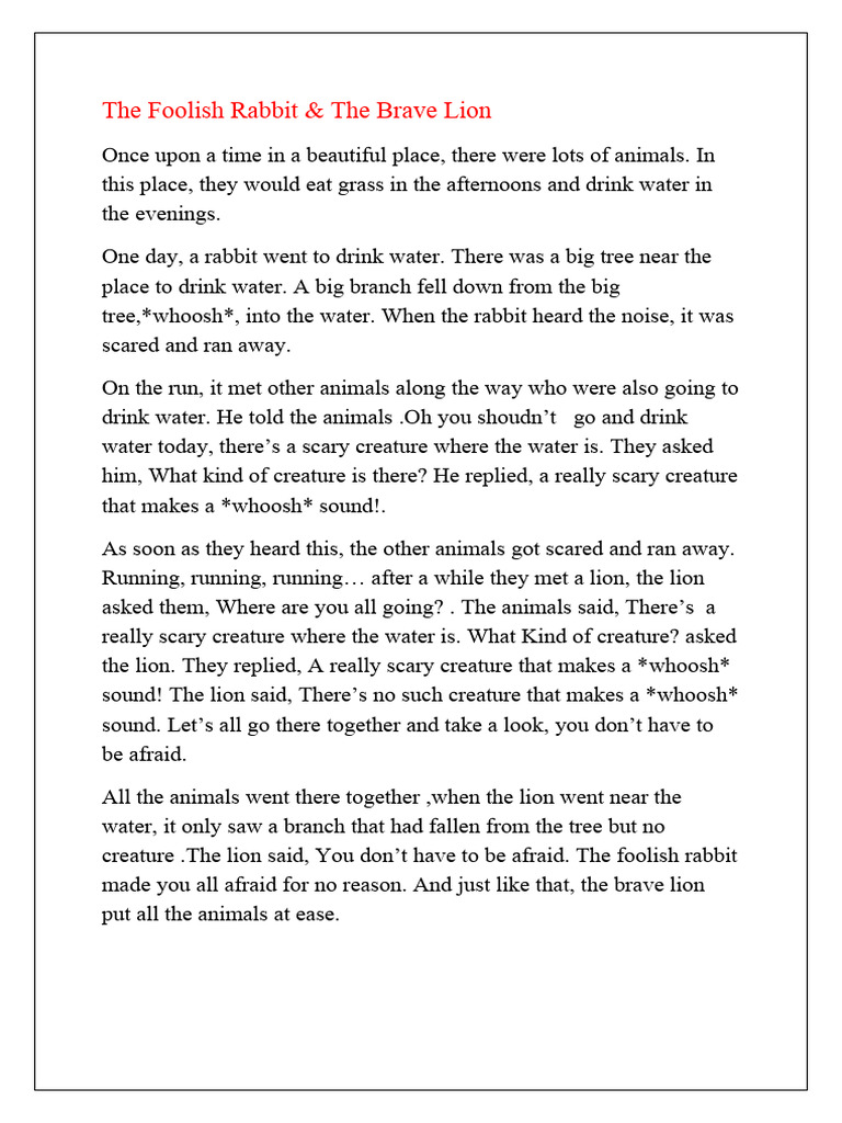 The Foolish Rabbit | PDF