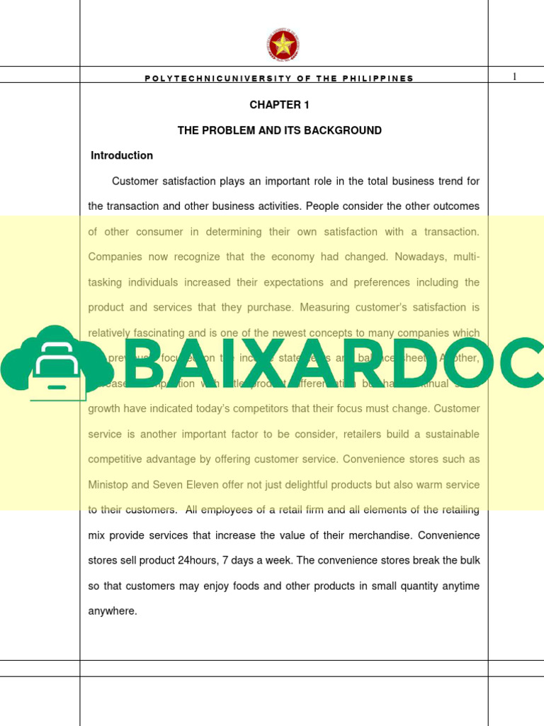 The Levels of Customer Satisfaction of Convenience Stores in Santa Rosa ...