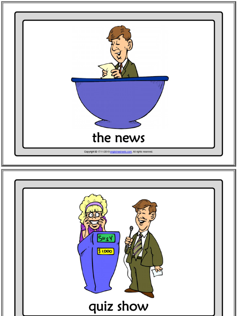 TV Programmes Vocabulary Esl Printable Flashcards With Words For Kids | PDF