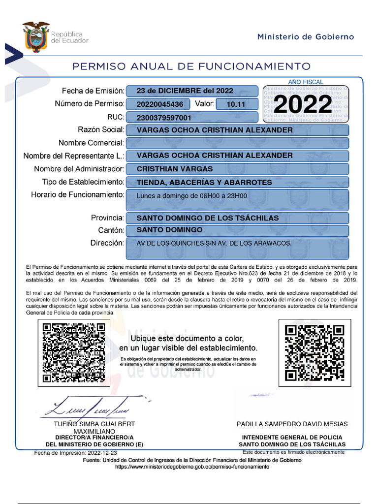 Permiso Funcionamiento 45436 | PDF