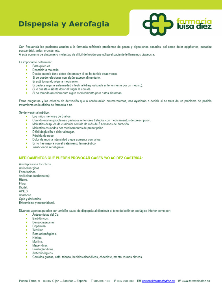Tratamiento Farmacológico de Aerofagia | PDF | Indigestión ...