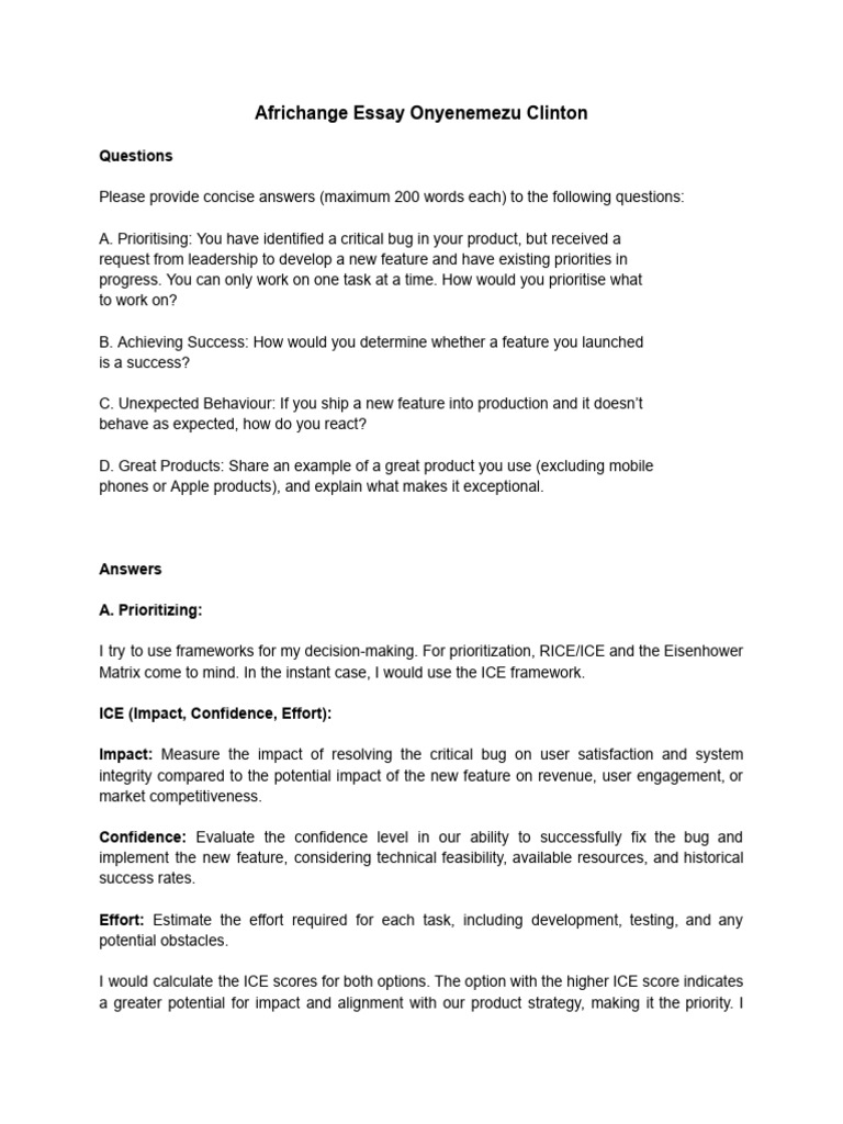 Africhange Essay | PDF | Washing Machine | Software Bug