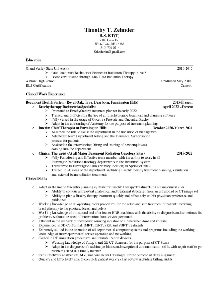 Timothy Zehnder Resume 2 2023 Pdf Business Self Improvement