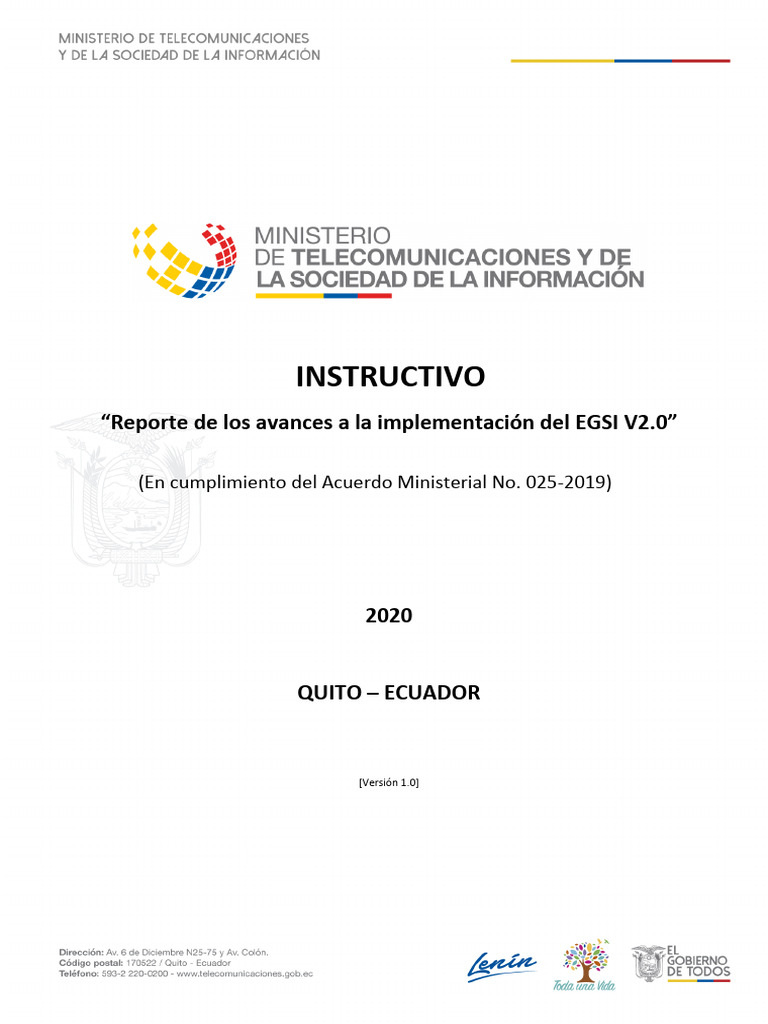 Instructivo reporte de avances EGSI V2.0 | PDF | La seguridad ...