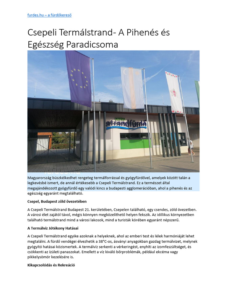 Csepeli Termálstrand | PDF