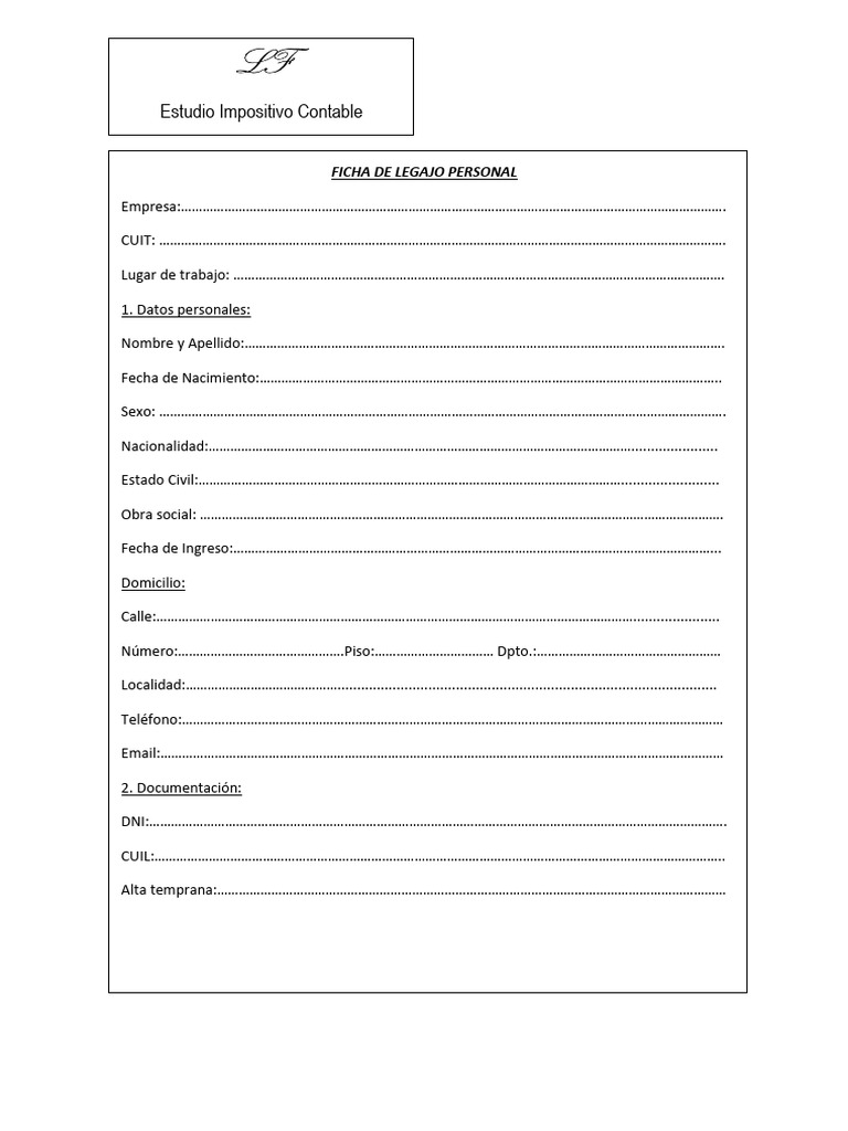 Ficha de Legajo Personal | PDF