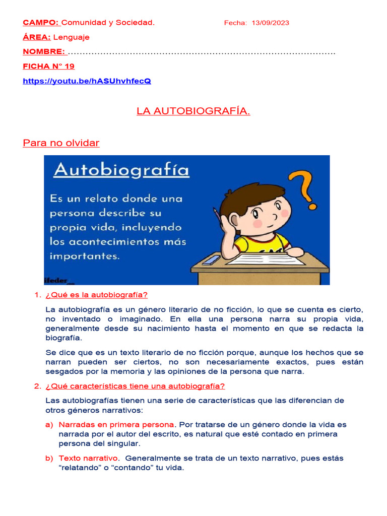 Guía para Escribir una Autobiografía | PDF