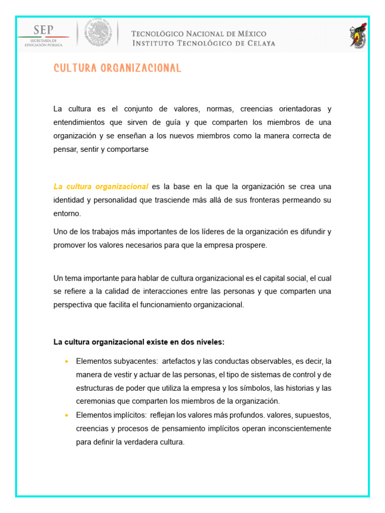 Capítulo 10 Cultura Organizacional Y Valores Pdf Cultura