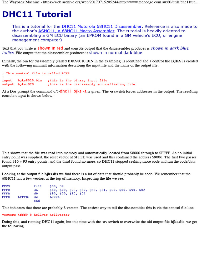 Disassembler Tutorial For DHC11 | PDF | Command Line Interface | Source Code