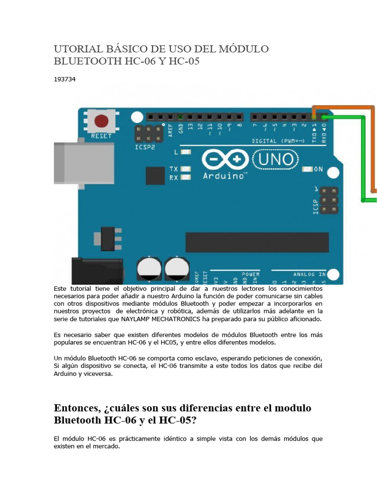 Tutorial Basico de Uso Del MÓDULO BLUETOOTH HC-06 Y HC-05 | PDF | Arduino | Bluetooth