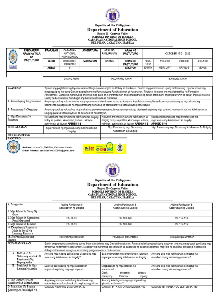 AP DLL Week 9 1st Quarter | PDF