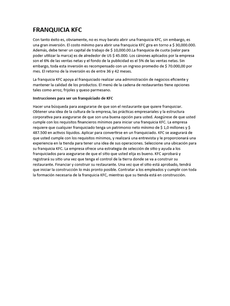 Franquicia KFC | PDF Franquicia KFC | PDF