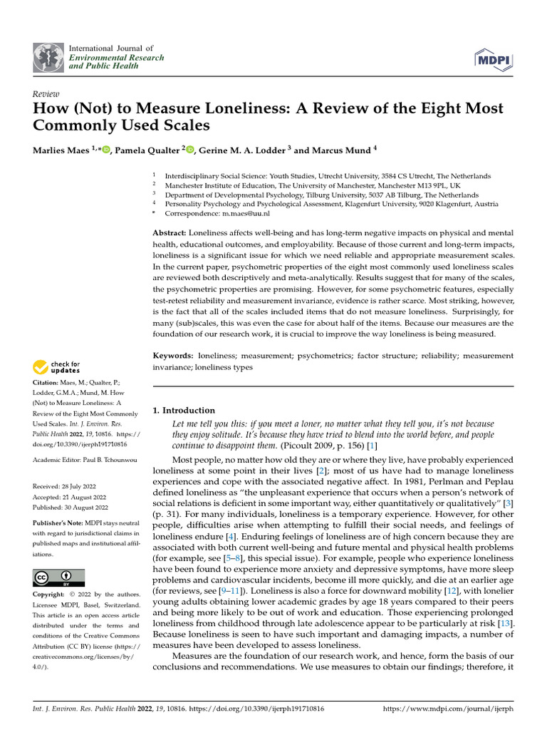 How (Not) To Measure Loneliness | PDF