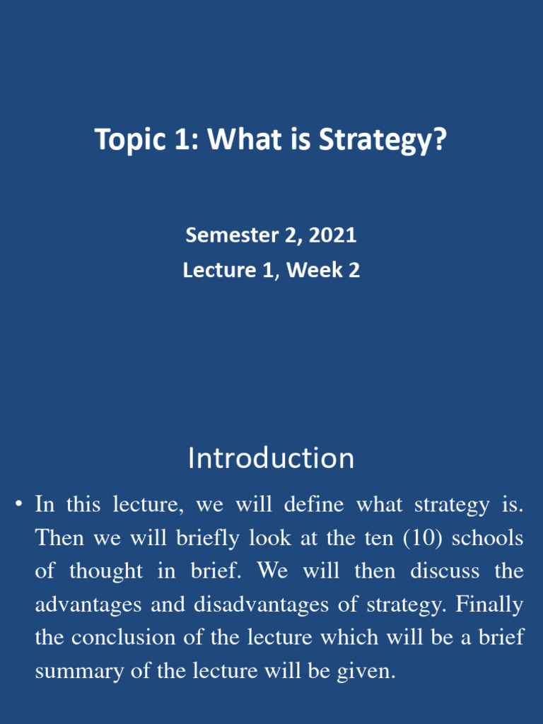 POS Lecture Topic 1 - Definition of Strategy (Week 2) | PDF