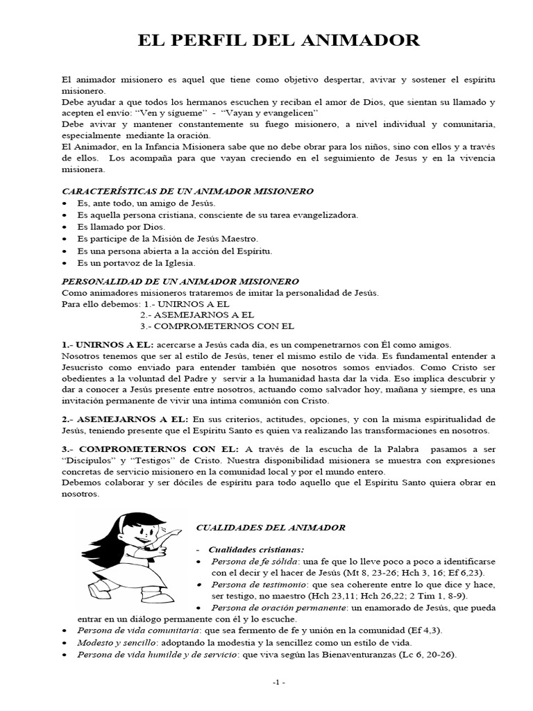 3 - Perfil Del Animador | PDF | Misionero | Jesús