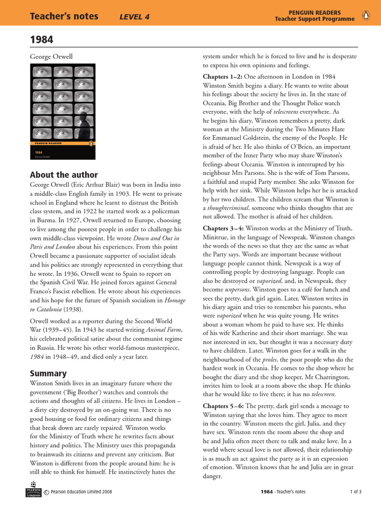1984: Themes and Teacher's Guide | PDF