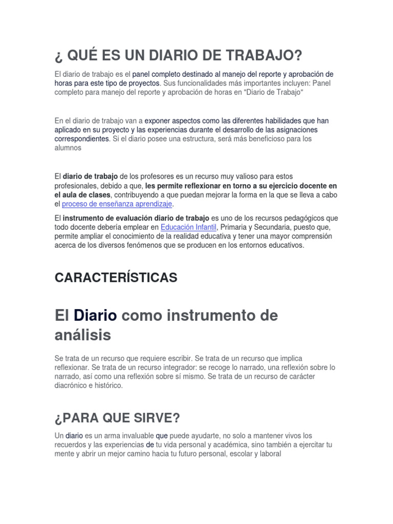 El Diario de Trabajo | PDF | Enseñando | Maestros