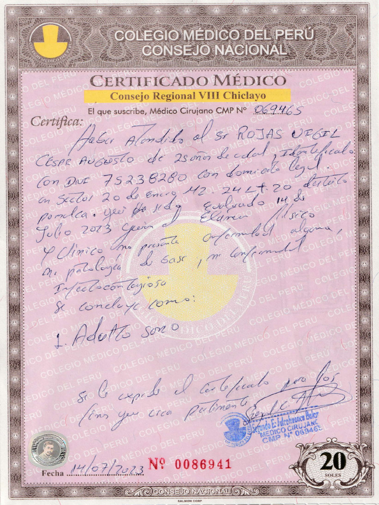 9. Certificado de Buena Salud | PDF