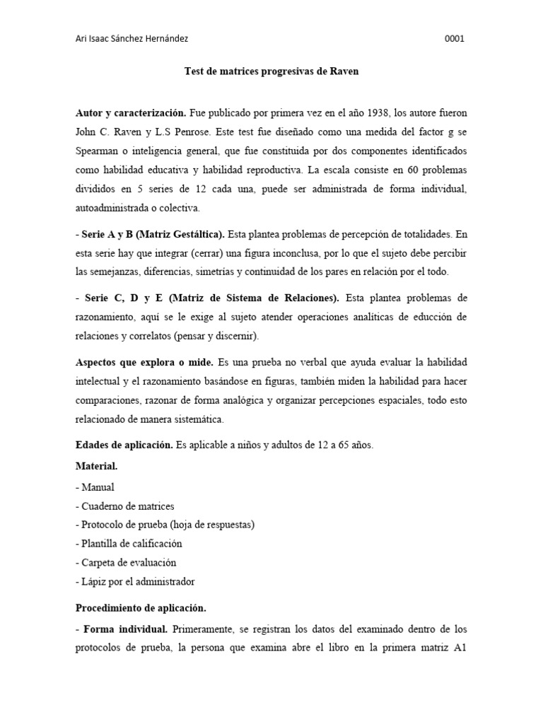 Test de Matrices Progresivas | PDF | Inteligencia | Ciencia cognitiva