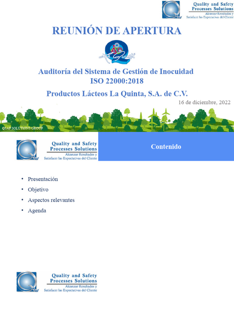 Reunión de Apertura Auditoría ISO 22000 | Descargar gratis PDF ...