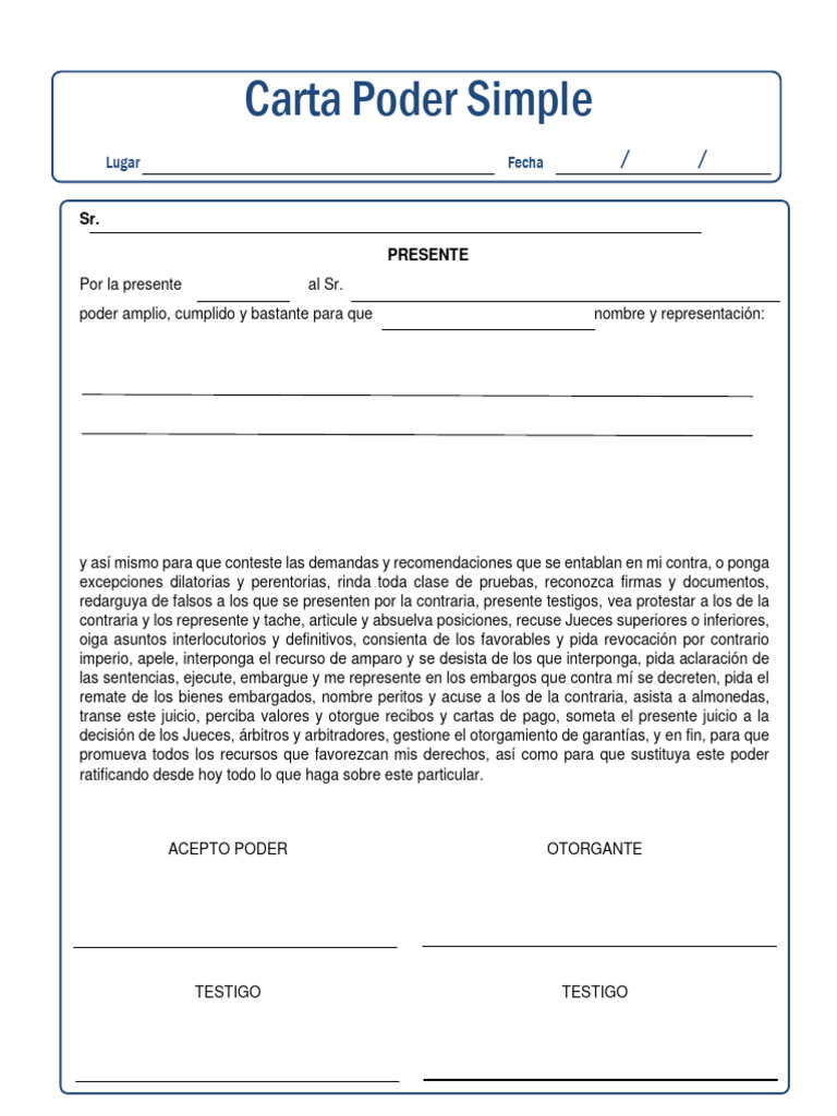Formato Carta Poder (Editable) 1 | PDF