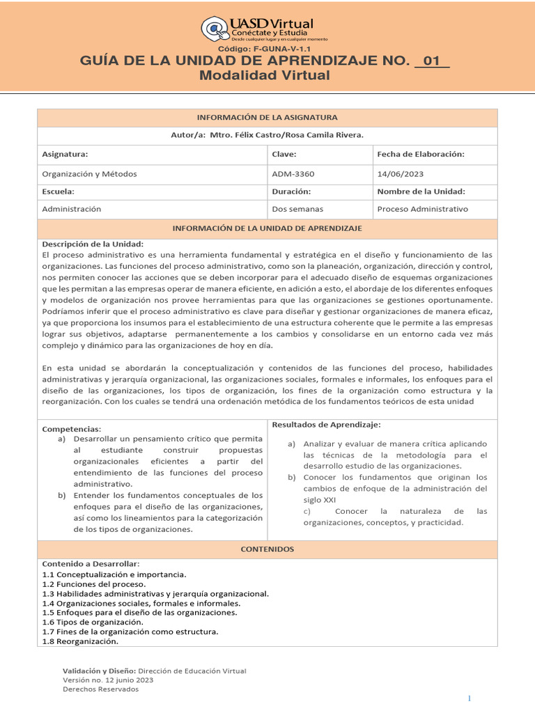 Guía Unidad 1 ADM 3360 Proceso Administrativo Mod - Virtual-12 - 06 ...