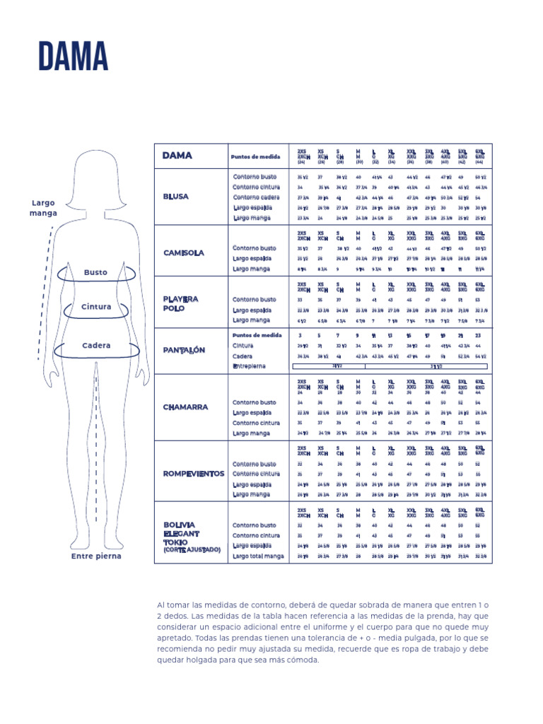 Tabla de Medidas Ropa Mujer S-XL | PDF | Ropa | Moda