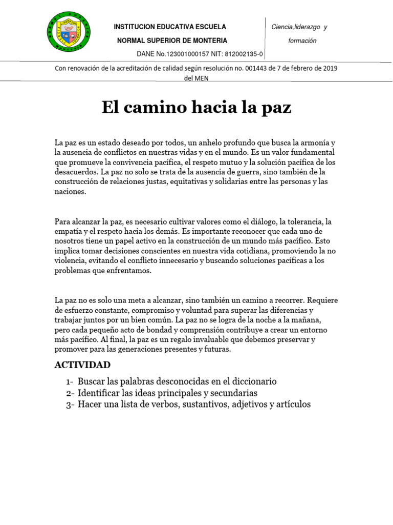 El Camino Hacia La Paz | PDF | Política | Estilo de vida