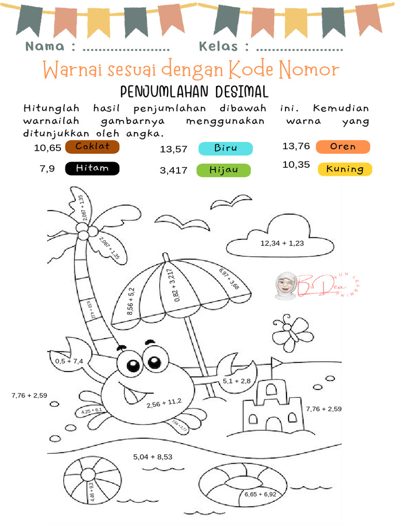 Penjumlahan Desimal Dengan Mewarnai | PDF
