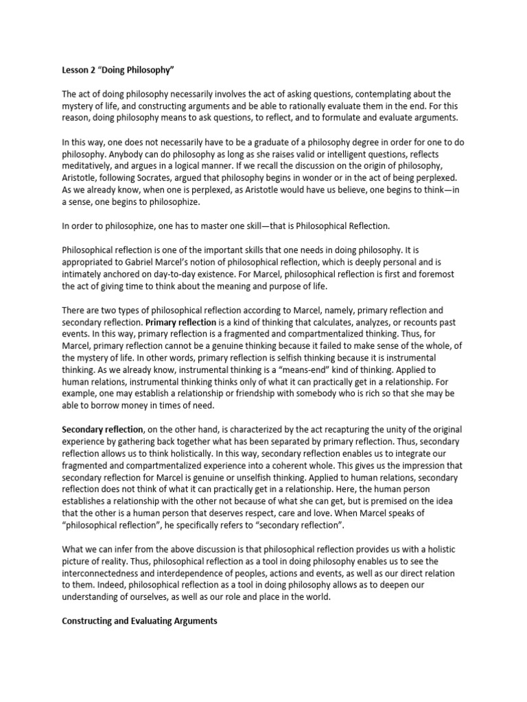 Philo Lesson 2 Doing Philo | PDF | Argument | Logical Consequence